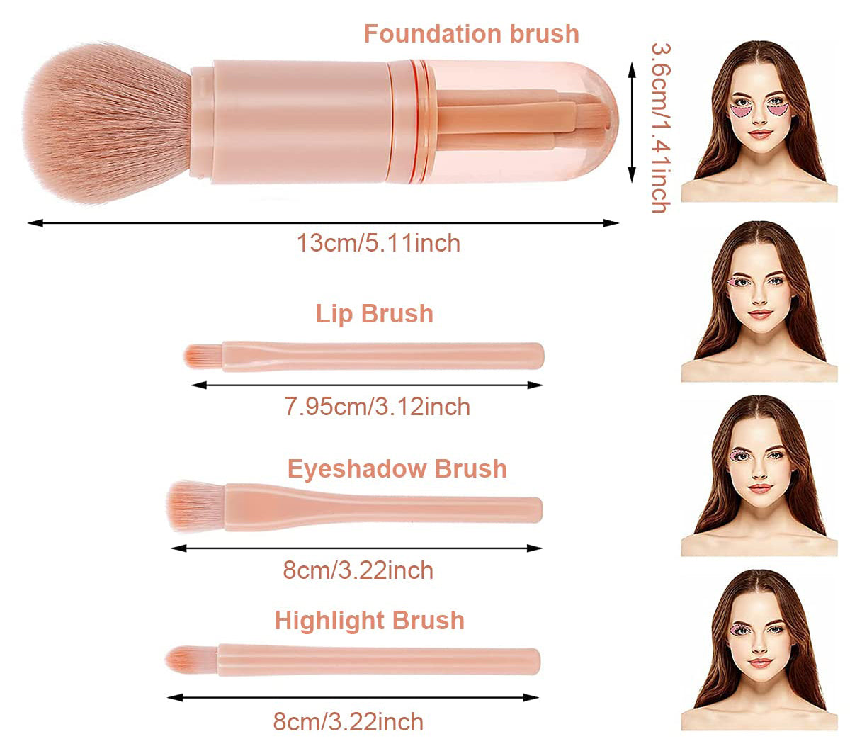 4-in-1 Retractable Makeup Brushes Set – mycosmeticslondon